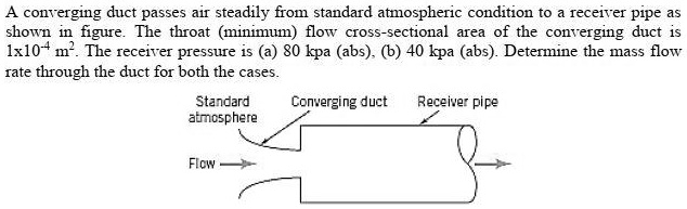 SOLVED: A converging duct passes air steadily from standard atmospheric ...