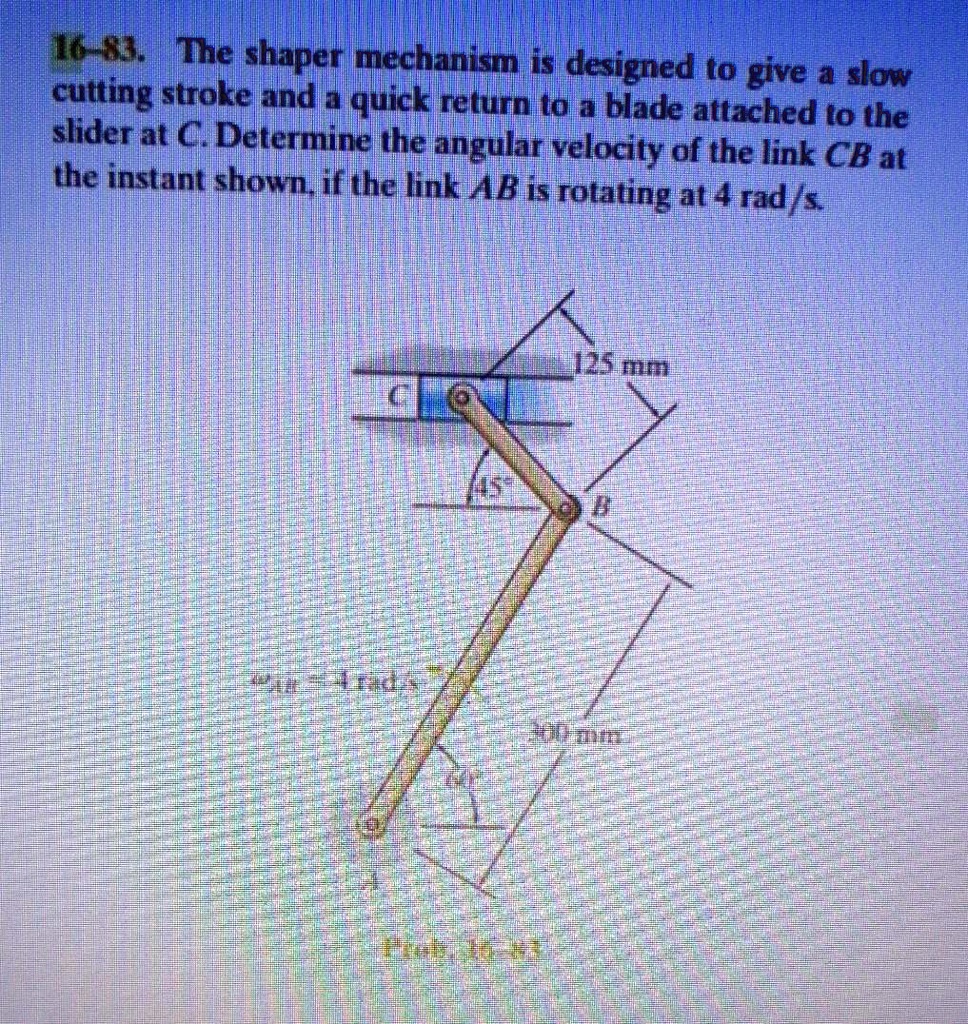 SOLVED: 16 83. The shaper mechanism is designed to give a slow cutting ...