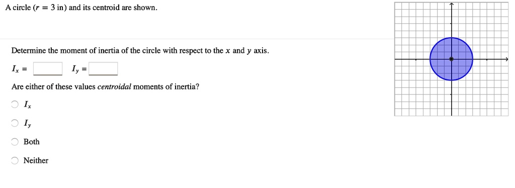 SOLVED: A circle (r = 3 in) and its centroid are shown Determine the ...