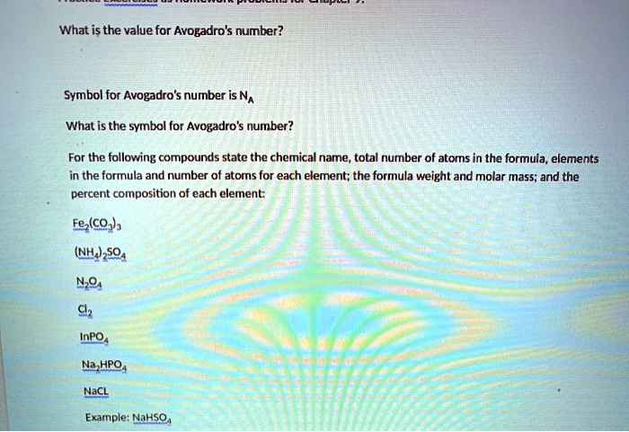 what is the value for avogadros number symbol for avogadro s number is ...