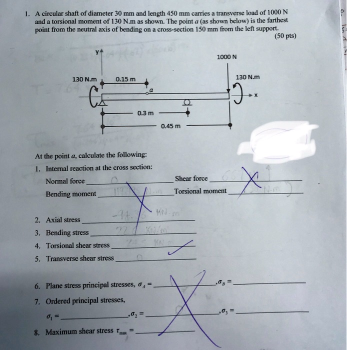 SOLVED: A circular shaft of diameter 30 mm and length 450 mm carries a ...