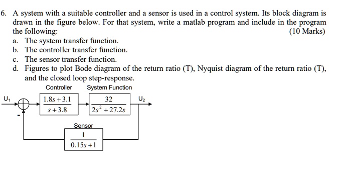 SOLVED: 6. A system with a suitable controller and a sensor is used in a control system. Its ...