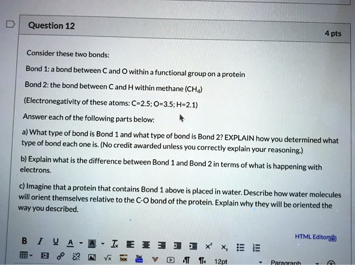 question 12 4pts consider these two bonds bond 1a bond between cand 0 ...
