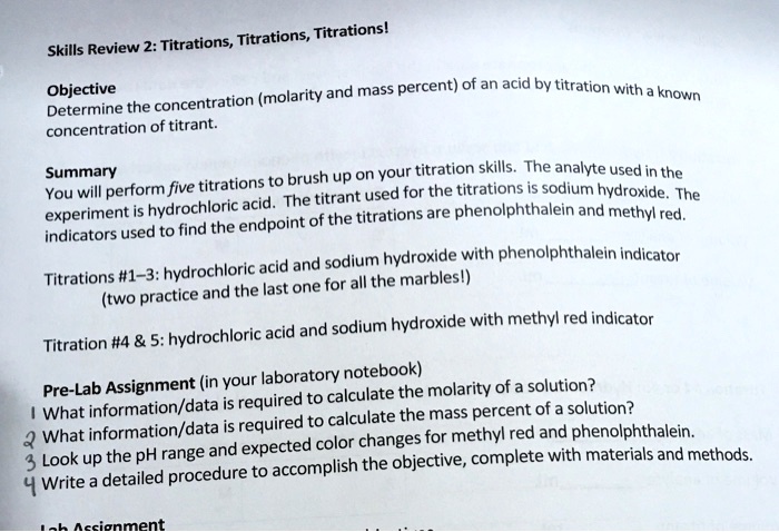 titrations titrations titrations skills review objective and mass ...