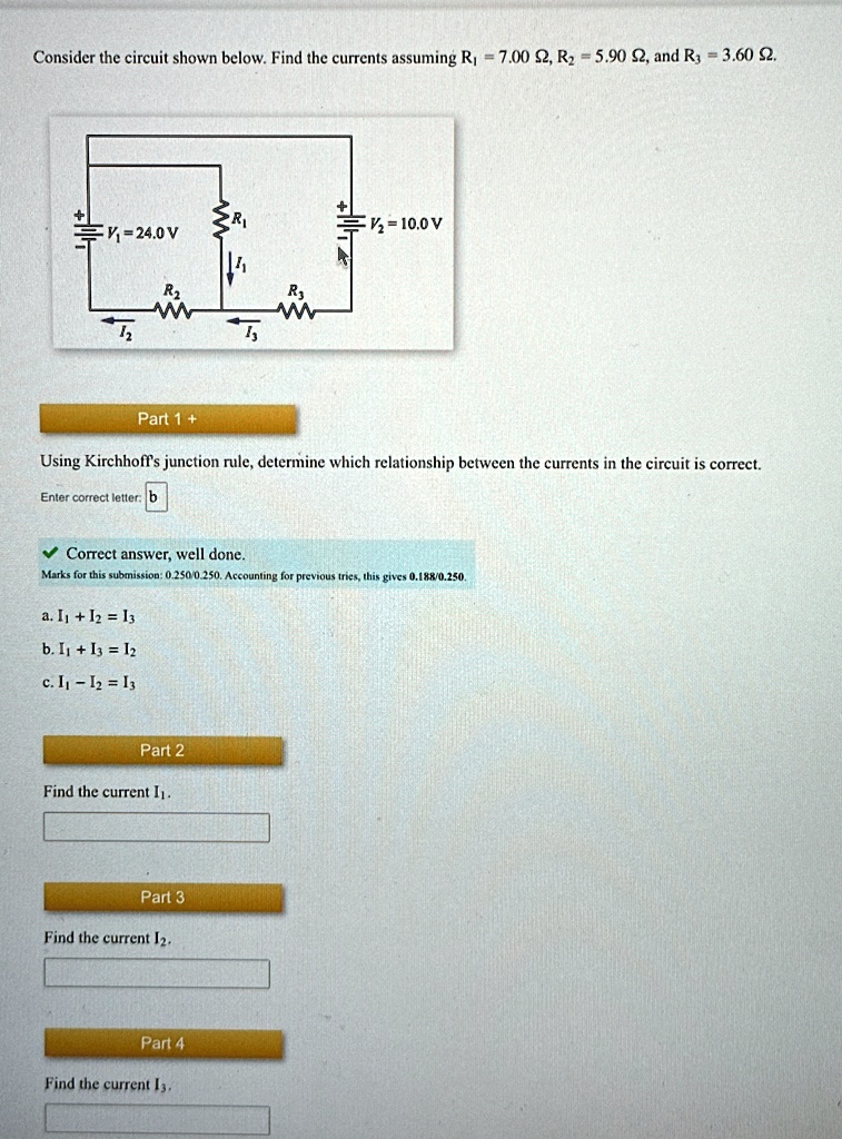 consider the circuit shown below find the currents assuming r1 700 r2 590 and r3 360 v1 240 v r1 ...