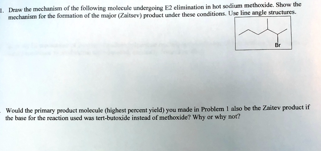 draw the mechanism of the following molecule undergoing e2 elimination ...
