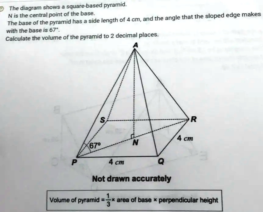 The diagram shows a square-based pyramid. 2 Nis the central point of ...
