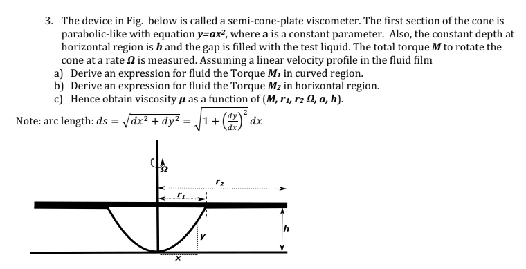 3. The device in Fig. below is called a semi-cone-plate viscometer. The ...