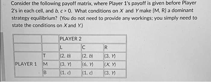 consider the following payoff matrixwhere player 1s payoff is given before player 2s in each ...