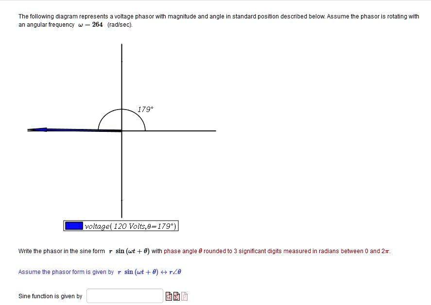 the following diagram represents voltage phasor with magnitude and ...