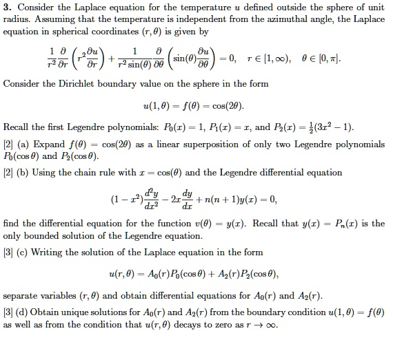 SOLVED: Consider the Laplace equation for the temperature u defined ...