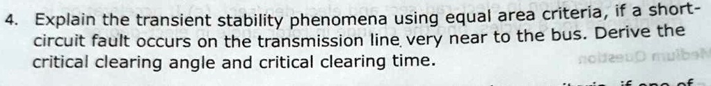 SOLVED: Explain the transient stability phenomena using equal area ...