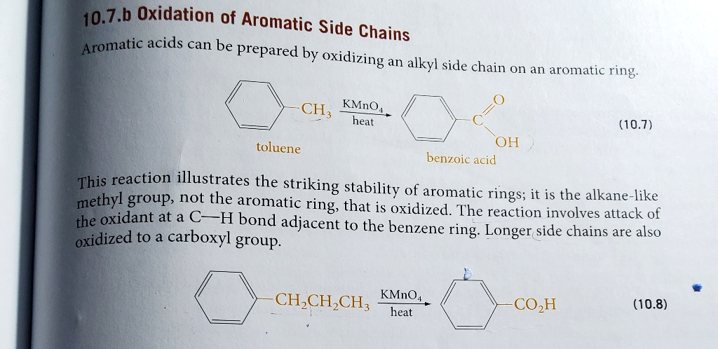 SOLVED: 10.= 7.b Oxidation of Aromatic Side Chains Aromatic acids can ...