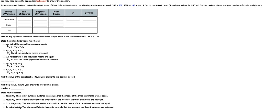 SOLVED: Texts: In an experiment designed to test the output levels of ...