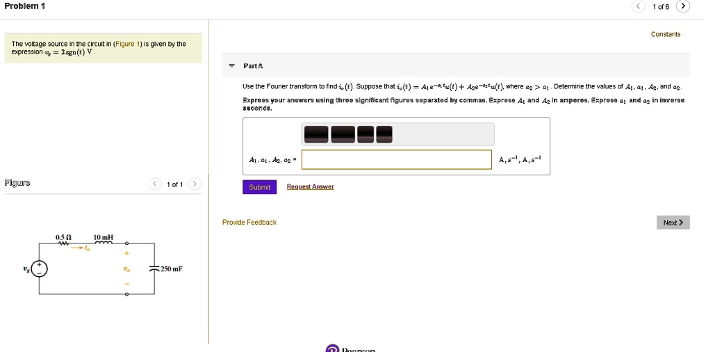 SOLVED: The voltage source in the circuit in (Figure 1) is given by the ...
