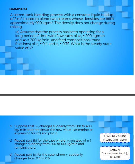 EXAMPLE 2.1 A stirred-tank blending process with a constant...