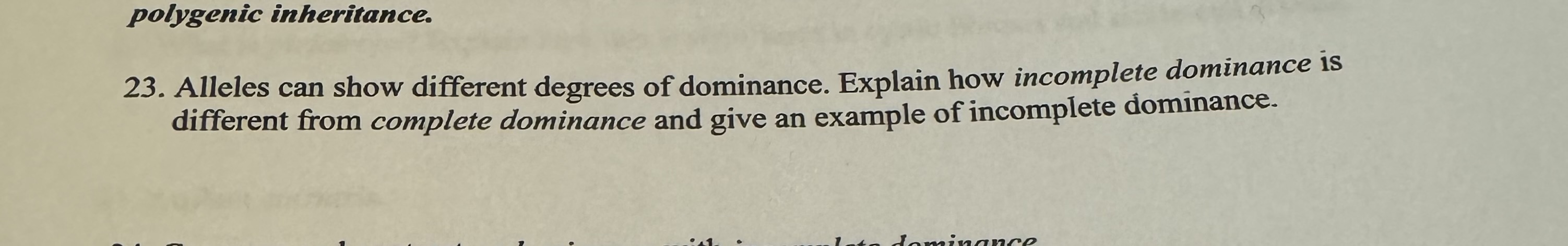 polygenic inheritance 23 alleles can show different degrees of ...
