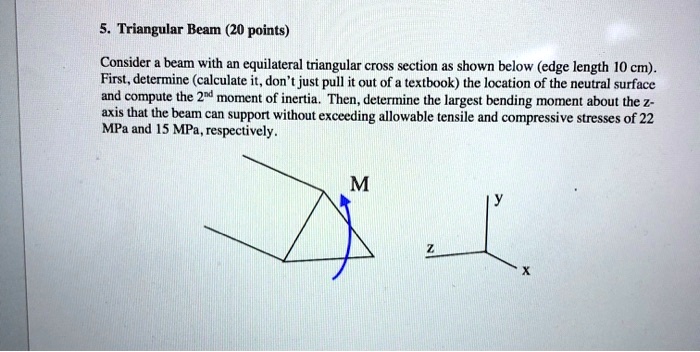 5. Triangular Beam (20 points) Consider a beam with an equilateral ...