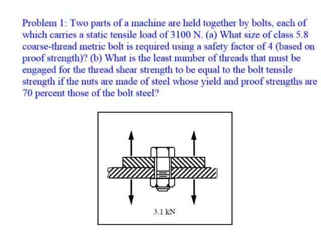 SOLVED: Problem 1: Two parts of a machine are held together by bolts ...
