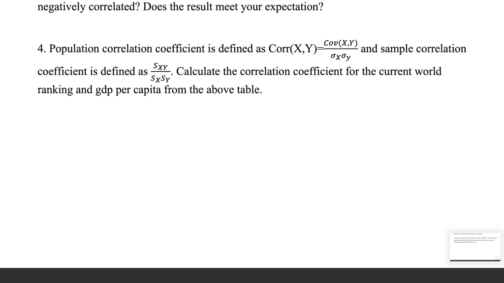 Solved 4 The Population Correlation Coefficient Is Defined As Corr X Y The Coefficient Is