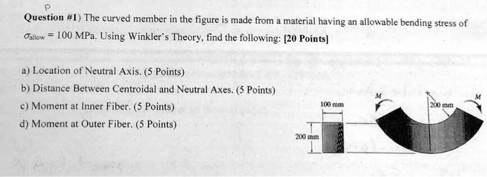 SOLVED: Question #1: The curved member in the figure is made from a ...