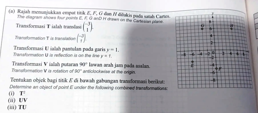 rajah menunjukkan empat titik e f g dan h dilukis the diagram shows ...