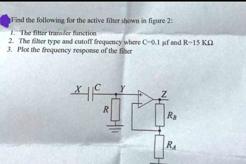 Find the following for the active filter shown in figure 2: 1. The ...