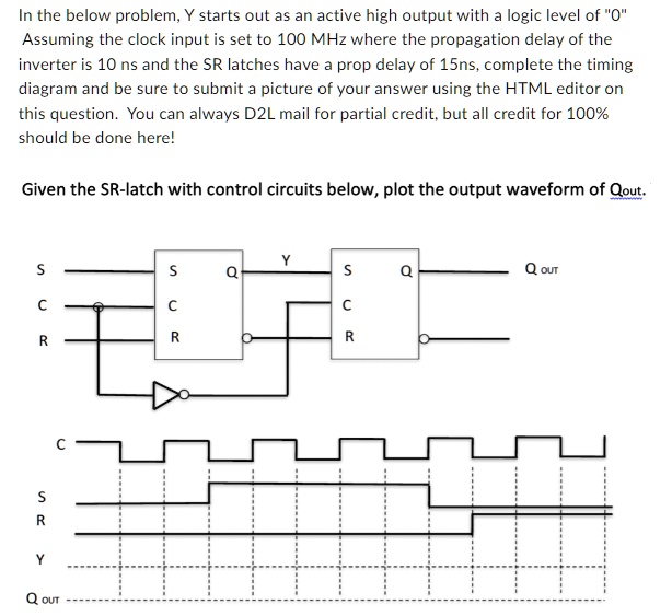 In the below problem, Y starts out as an active high output with a logic level of "0" Assuming ...