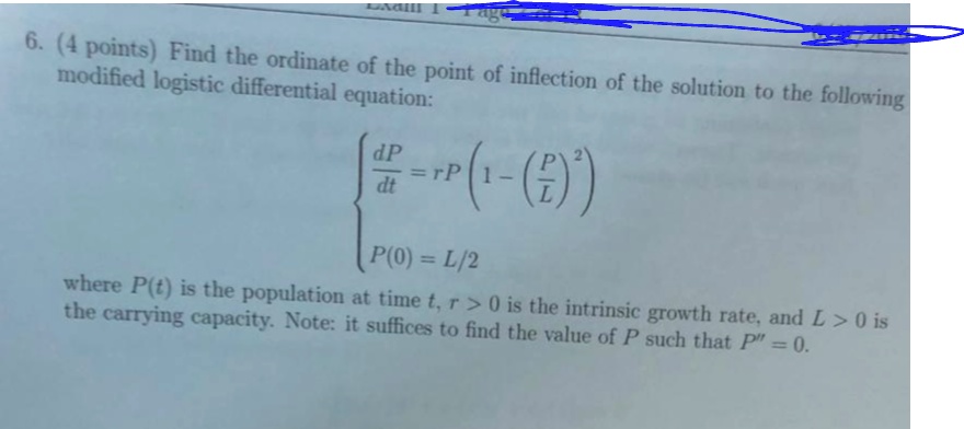 SOLVED:points) Find the ordinate modified logistic differential ofiathe point of inflection of ...