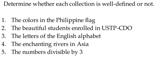 determine whether each collection is well defined or not the colors in ...