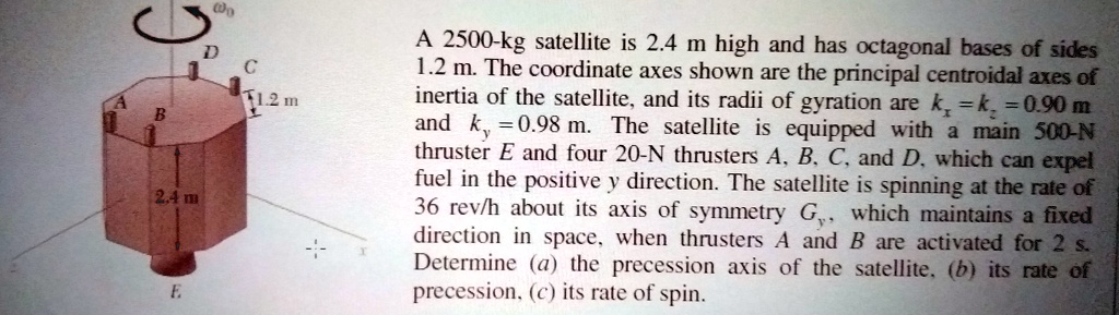 SOLVED: Solve the problem as shown in the figure. A 2500-kg satellite ...