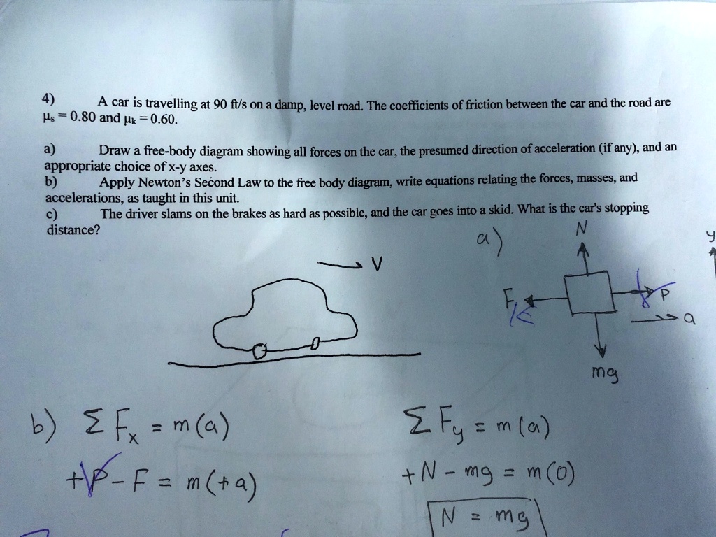 4 a car is travelling at 90 fts on a damp level road the coefficients ...