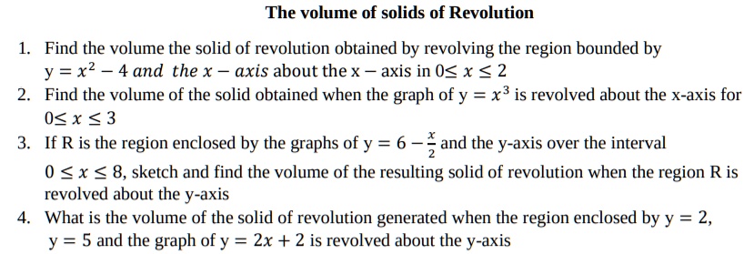 SOLVED:The volume of solids of Revolution Find the volume the solid of ...