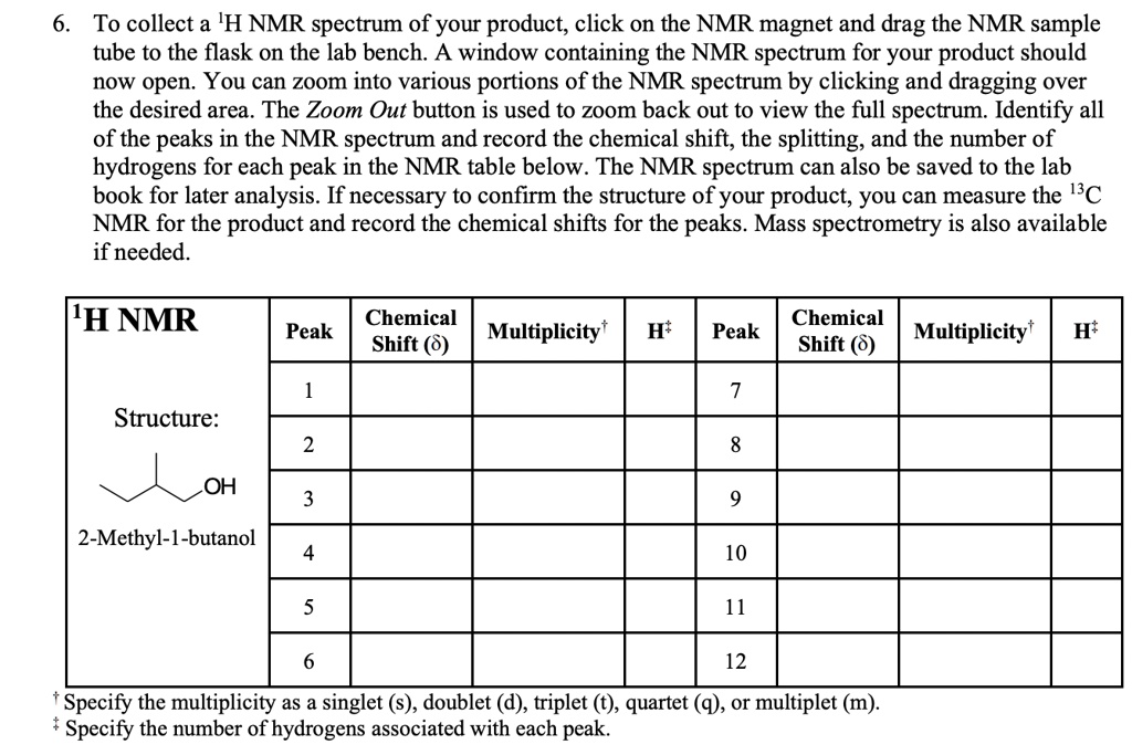 SOLVED:To collect a 'H NMR spectrum of your product, click on the NMR ...