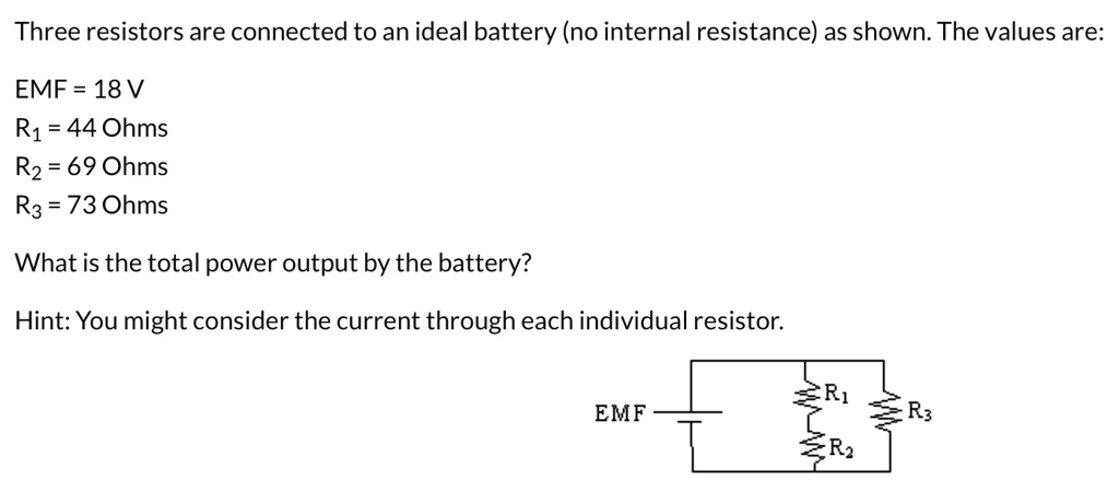 SOLVED: Three resistors are connected to an ideal battery (no internal ...