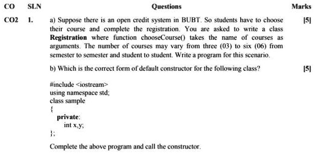 SOLVED: Course Title: Object-Oriented Programming in C++ CO SLN ...