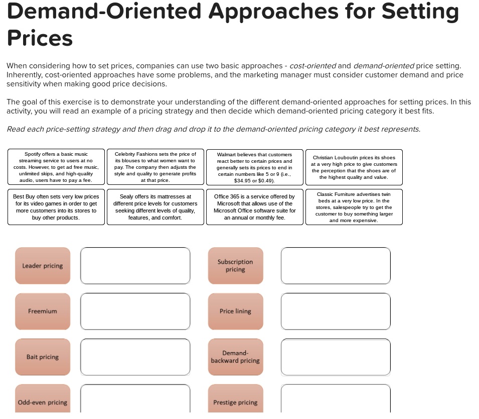 demand oriented approaches for setting prices when considering how to ...