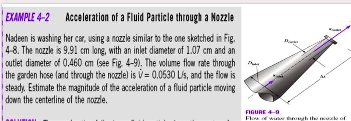 EXAMPLE 4-2 Acceleration of a Fluid Particle through a Nozzle Nadeen is ...