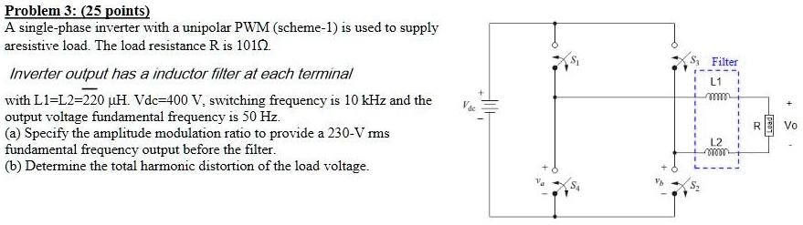SOLVED: URGENT PLEASE. Problem 3: (25 points) A single-phase inverter ...