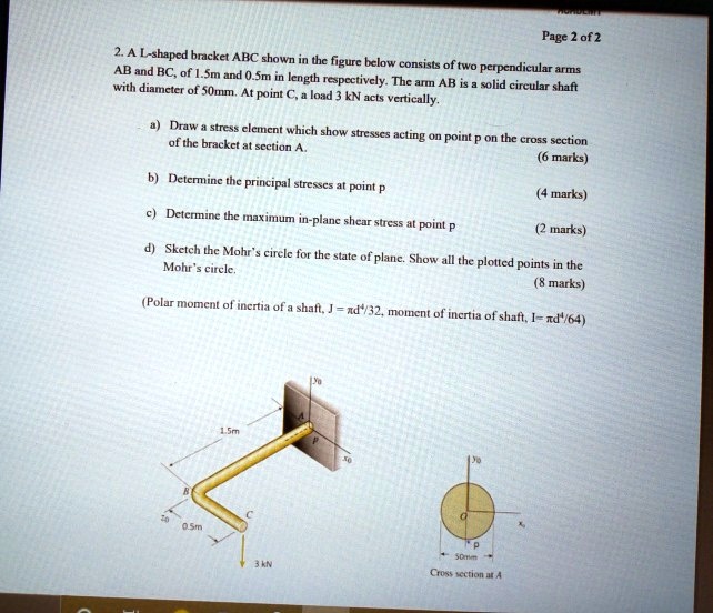 Page 2 of 2 2. A L-shaped bracket ABC shown in the figure below ...