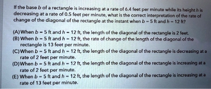 Ifthe base b ofa rectangle is increasing at a rate of 64...