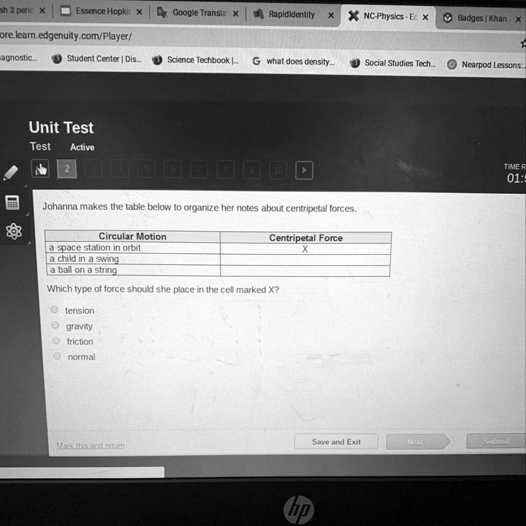 which type of force should she place in the cell marked x sh 3 peric ...