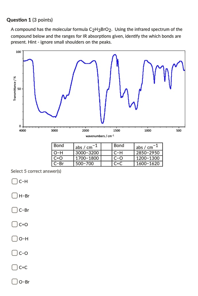 SOLVED: Question 1 (3 points) A compound has the molecular formula ...