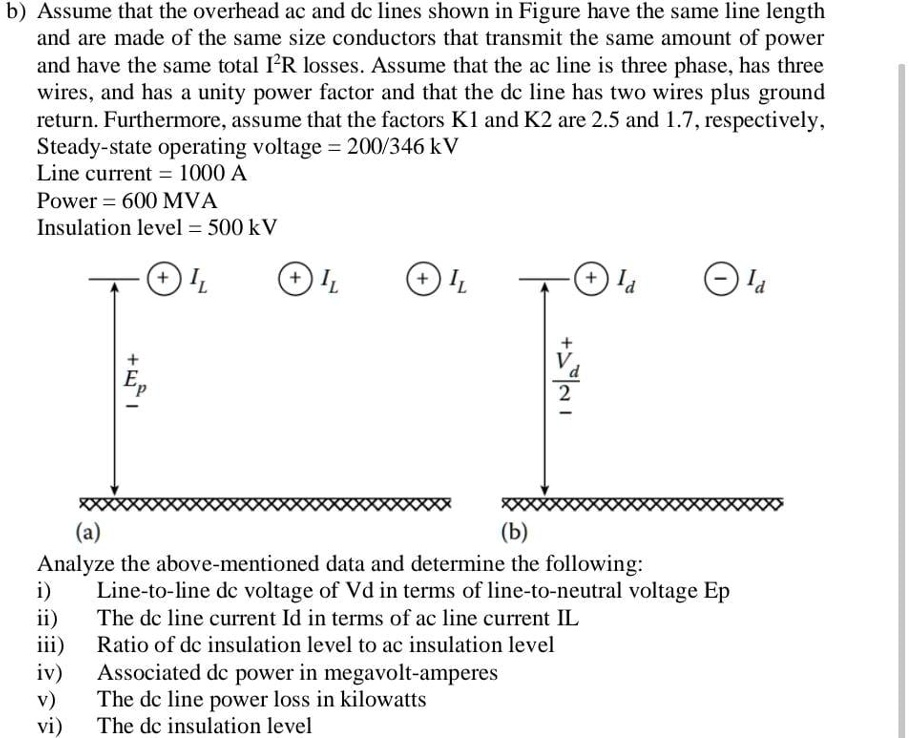 b) Assume that the overhead ac and de lines shown in Figure have the ...