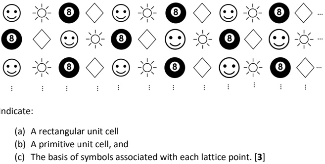 SOLVED: Indicate: (a) A rectangular unit cell (b) A primitive unit cell, and (c) The basis of ...