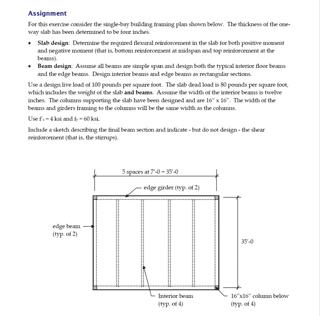 assignment for this exercise consider the single bay building framing ...