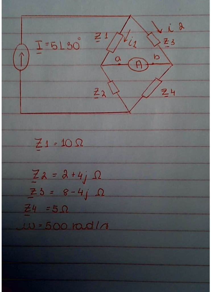 SOLVED: Given is an unbalanced AC bridge with a current source and ammeter (current meter). a ...