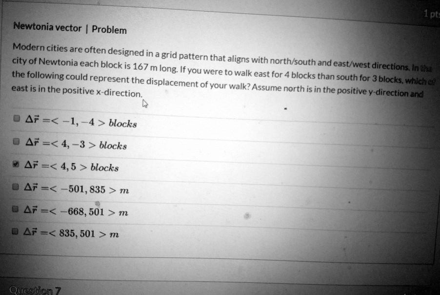 [GET ANSWER] 1pt newtonia vector problem modern cities are often ...