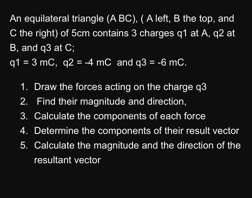 an equilateral triangle a bc a left b the top and c the right of scm ...