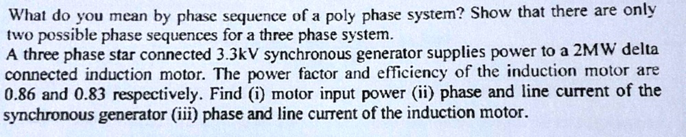 SOLVED: Derive and draw the torque speed characteristics of a three phase induction machine ...